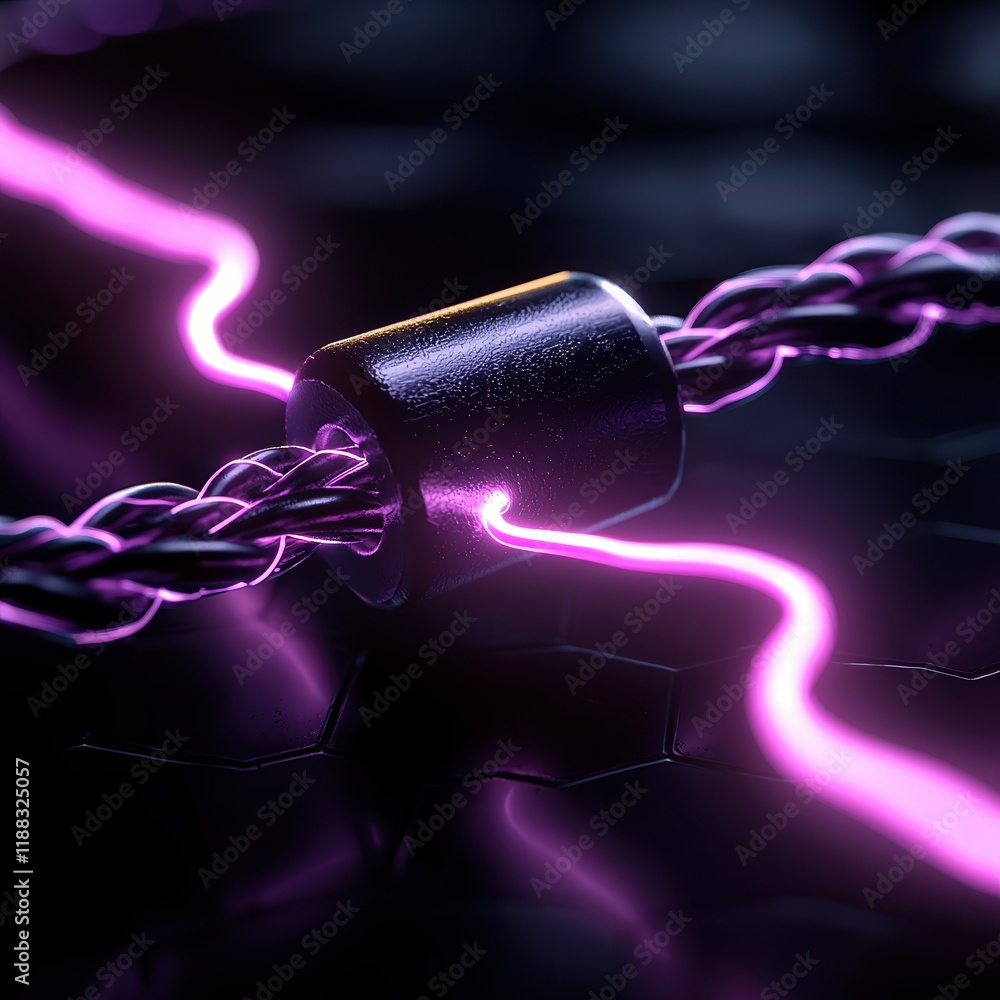 Vivid depiction of electric current flowing through a modern conductor ...