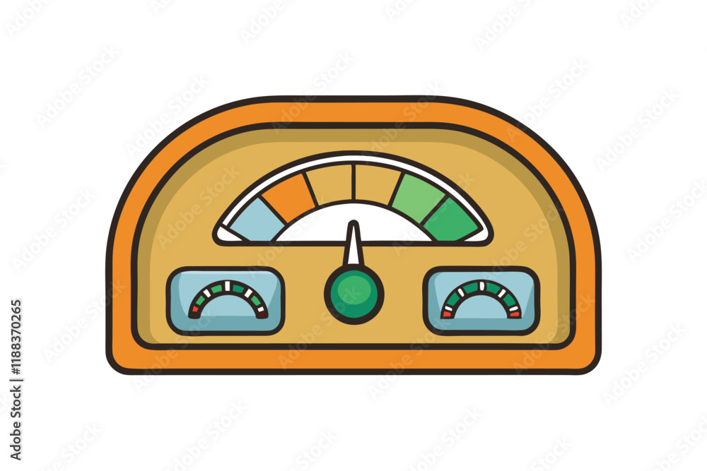 Classic gauge dashboard design with vibrant colors and detailed meters ...