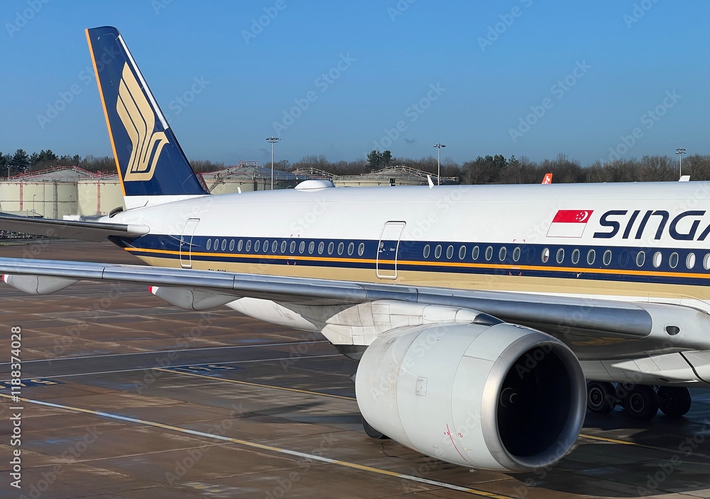 Singapore Airlines Airbus A350 Tail Logo and Rolls Royce Trent XWB Jet ...