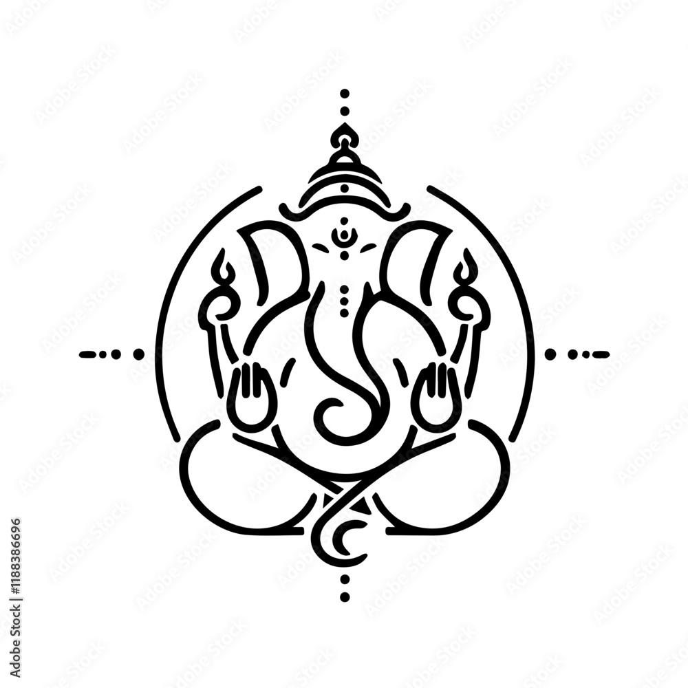 Lord Ganesha Line Art: A minimalist line art illustration of Lord ...