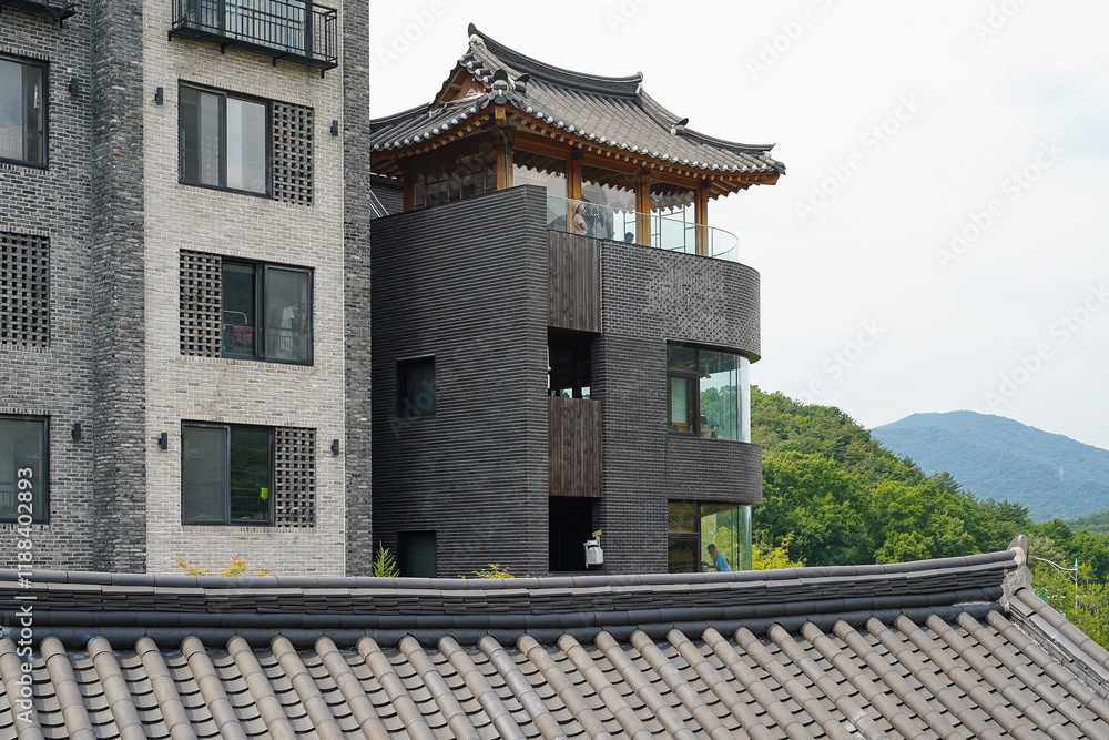 Beautiful traditional Korean wooden architecture, showcasing the ...