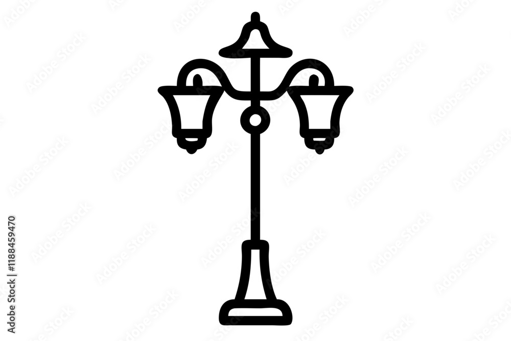 street lamp, lamp post, double arm lamp, decorative lamp, ornate lamp ...