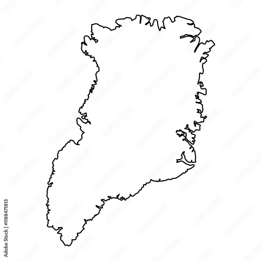 Outline Map of Greenland, Largest Island on Earth Stock Vector | Adobe ...