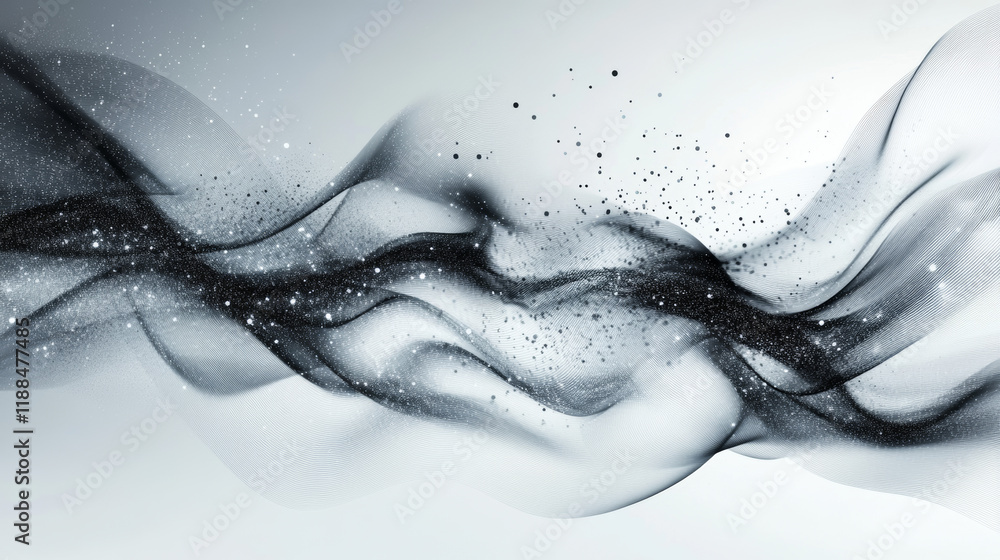 Grey Wave Swirl, frequency sound wave, twisted curve lines with blend ...