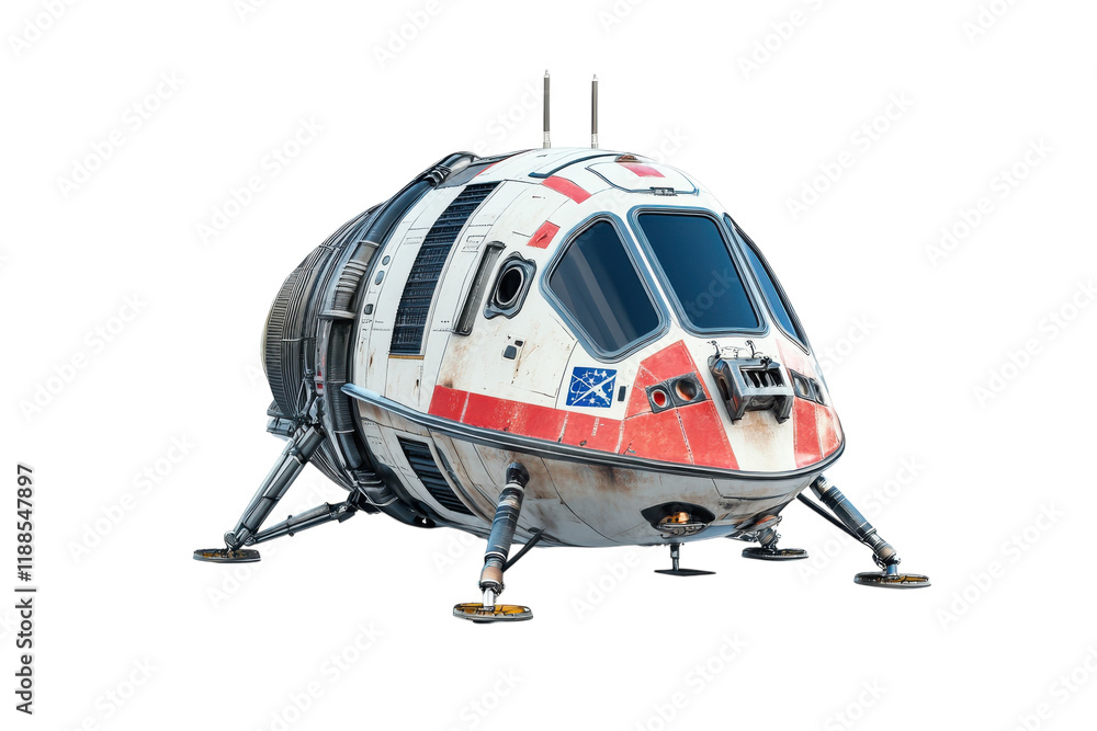 Space capsule landing on Earth isolated on a transparent background for ...