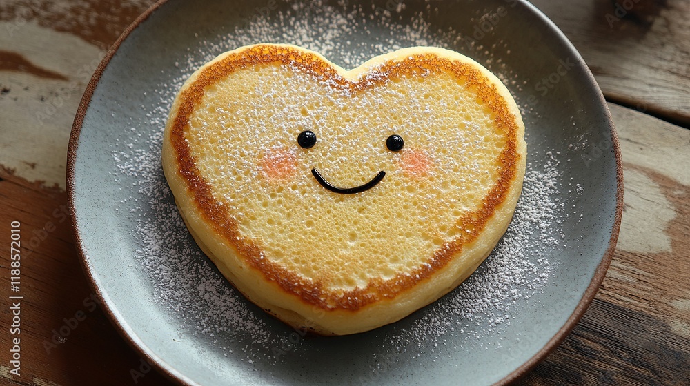 smily face pancake in heart shape valentine day breakfast menu with ...