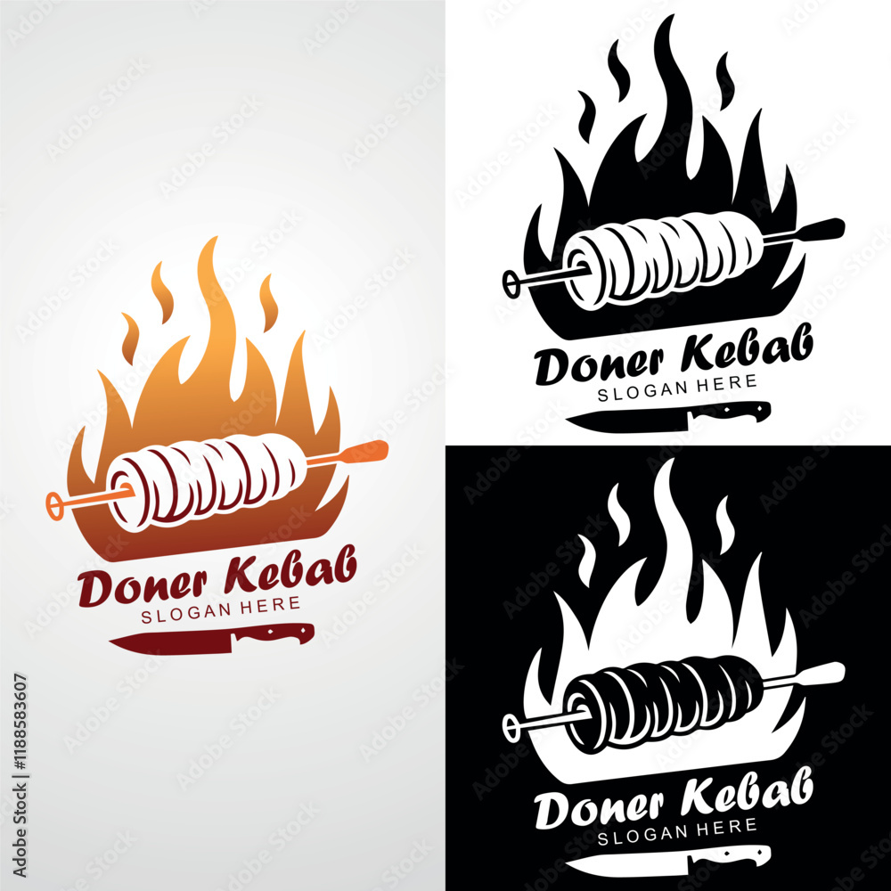 vector illustration Doner kebab logo templates. Vector creative labels ...