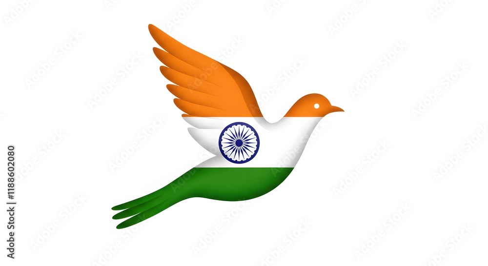 Flying bird art styled with Indian flag tricolor and Ashoka Chakra ...