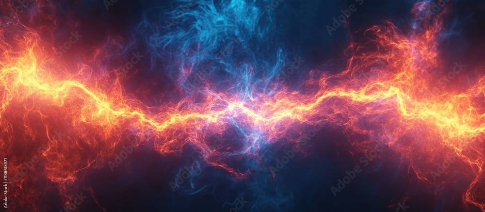 Powerful cosmic electrical storm with raging fiery fractal energy ...