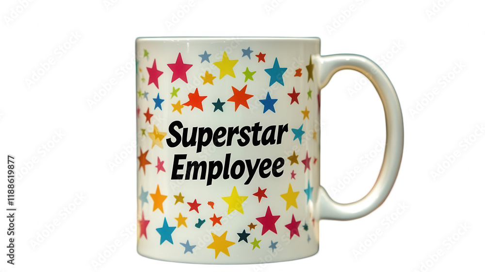 Personalized white cup with "Superstar Employee" label, ideal for ...