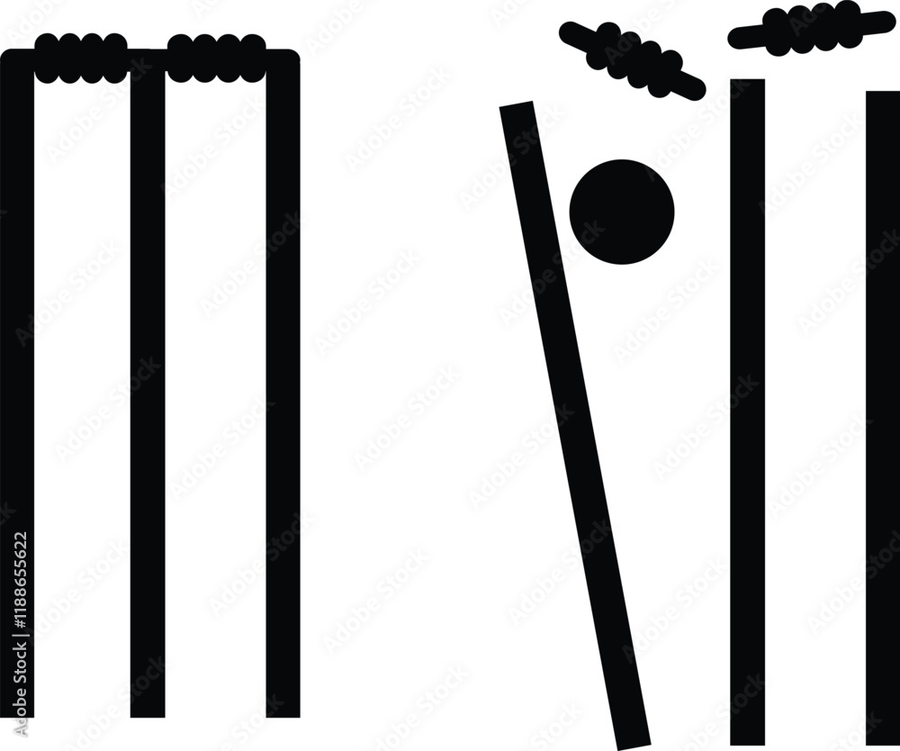 Cricket wicket icon set. Cricket game vector collection isolated on ...