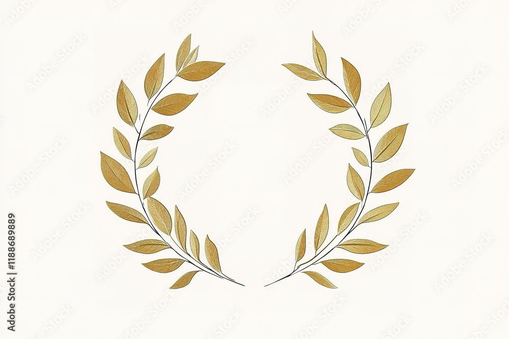 Golden Laurel Wreath: Victory, Achievement, Success Symbol - Perfect for Awards, Logos, and ...