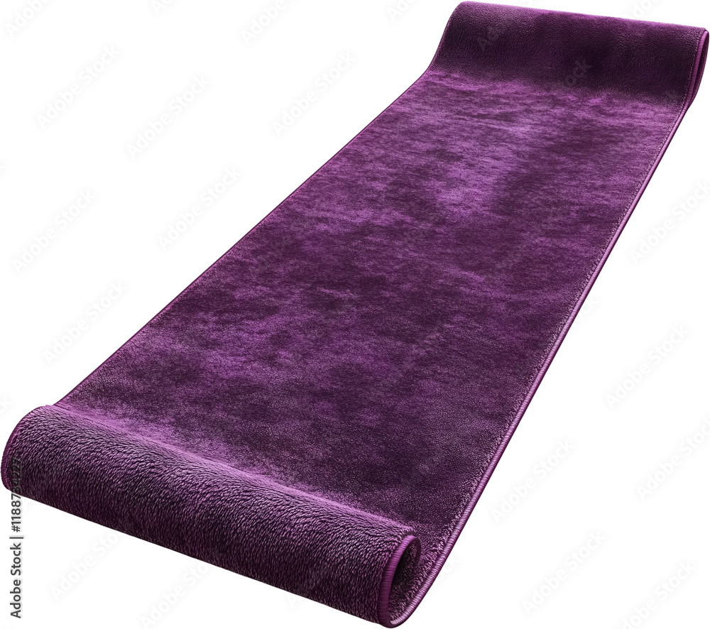 purple carpet isolated on transparent background side view, cinema ...