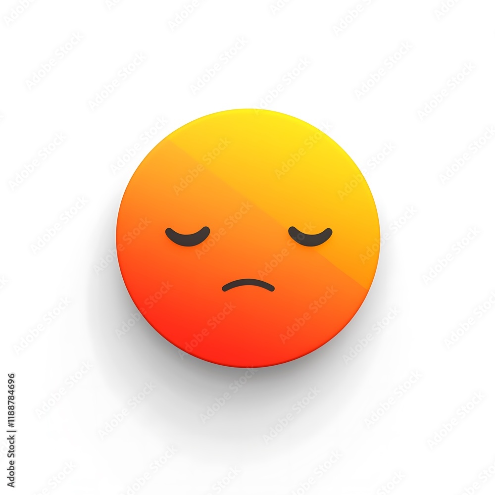 Sad face emoji icon digital art minimalistic design yellow and orange ...