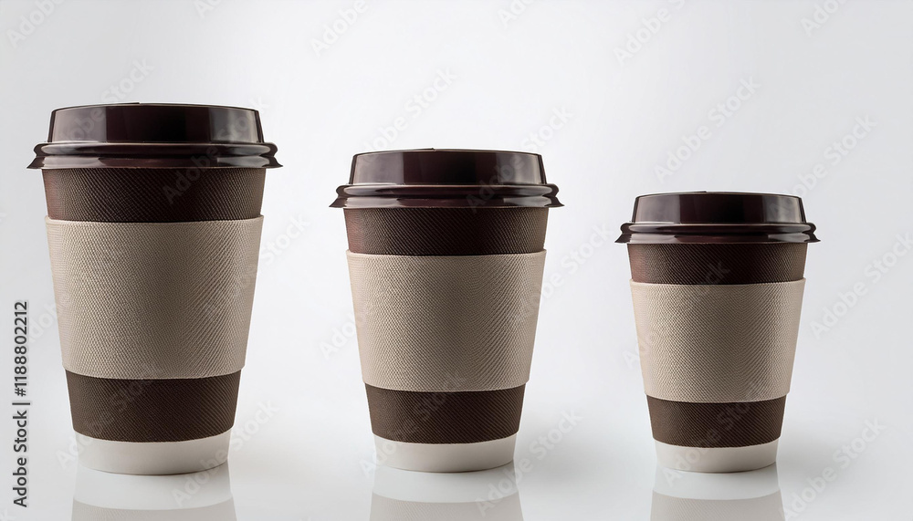 large medium and small 3 sizes clean eliminate coffee cups mockup or ...