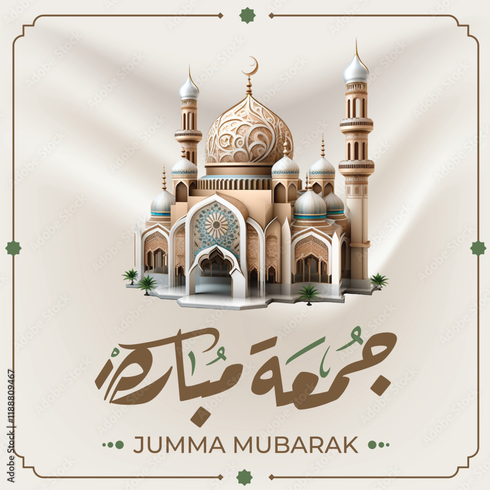 Jummah Mubarak happy Friday holy Arabic calligraphy greeting Islamic ...