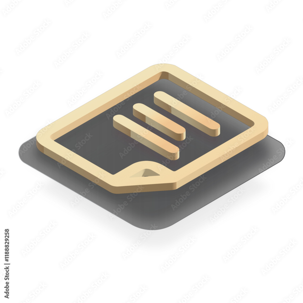 Luxury Gold Isometric Layer Business Widget App Glassmorphism UI Icon ...