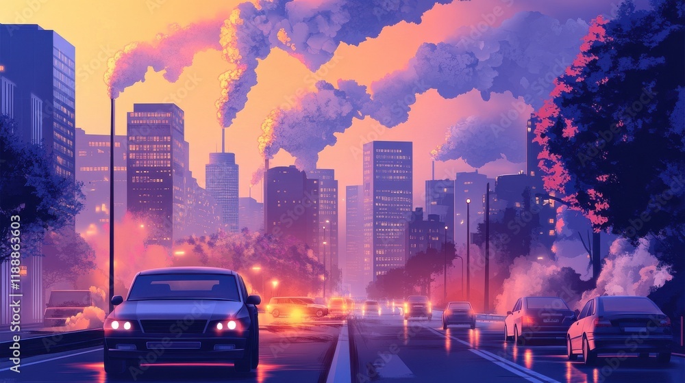 Air pollution abstract concept vector illustration set. Global CO2 ...