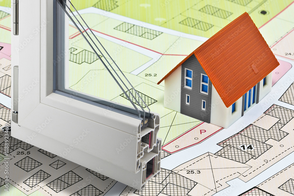BUILDINGS ENERGY EFFICIENCY - Concept with cross section of a new PVC ...