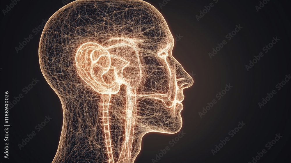 Detailed anatomy illustration of human ear outer middle, inner ear ...