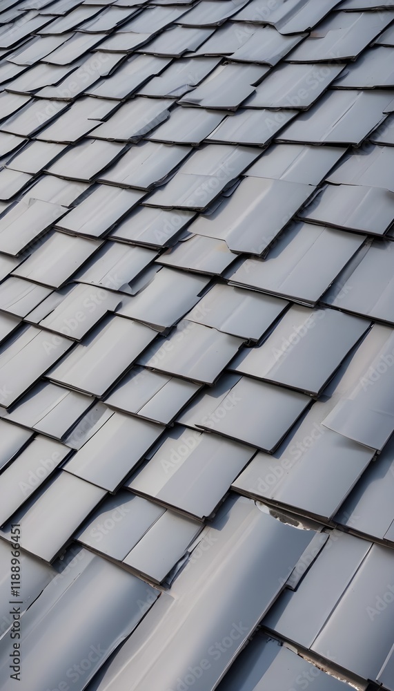 Close-up house roof with steel roofing sheet. Traditional metal shingle ...