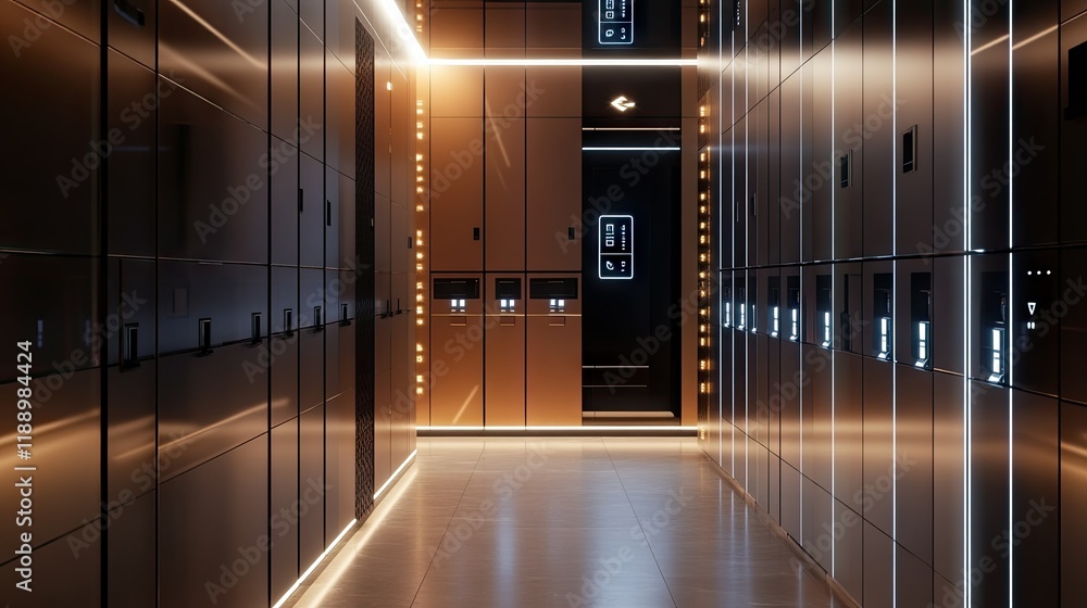 Digital smart lockers in a luxury setting, offering high-security ...