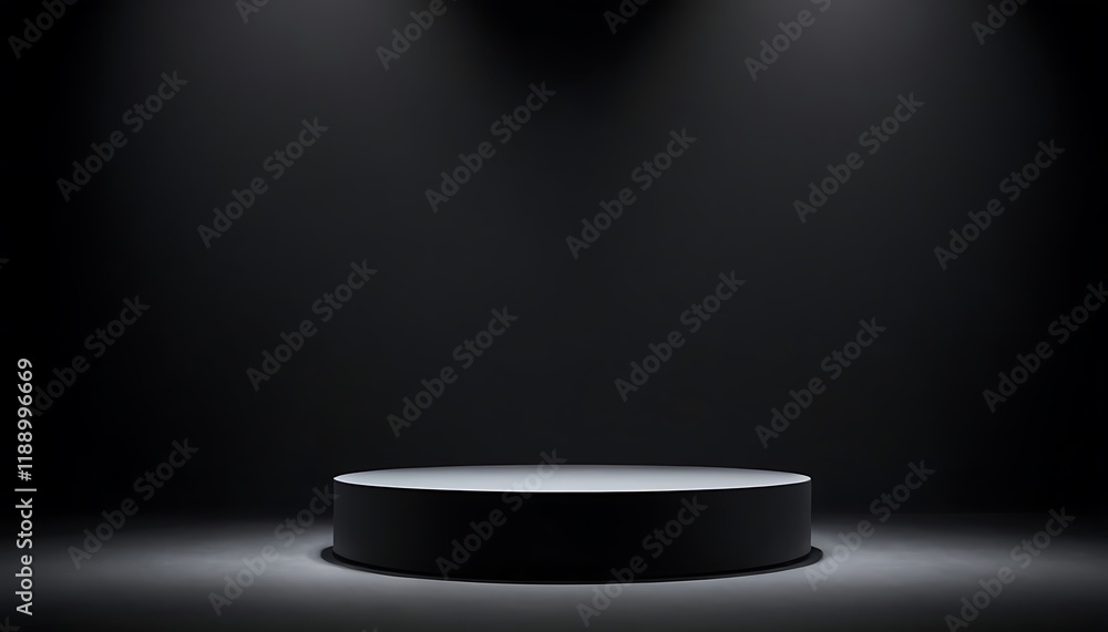 3D rendering product background,Black Platform with Spotlights,elegance ...