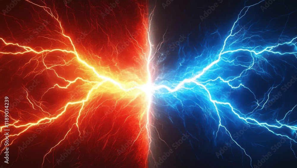 Lightning collision red and blue background, versus banner. Powerful ...