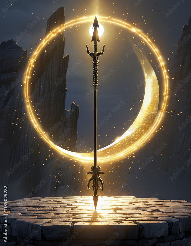 Great Night of Lord Shiva Background, Trishul and crescent moon, Trishul, trident, a glowing ...