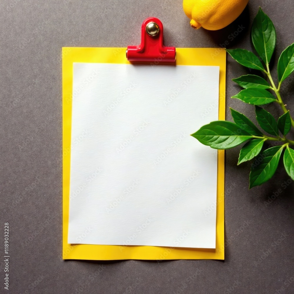 Notas pegadas a una hoja de papel con rotulador y planta, trabajo, productividad, gesti?n Stock ...