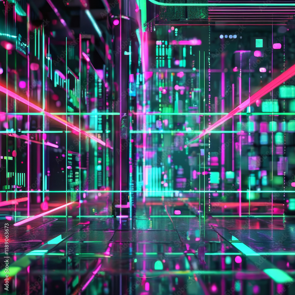 Abstract Futuristic Digital Business Background: Neon Cyberpunk Design ...