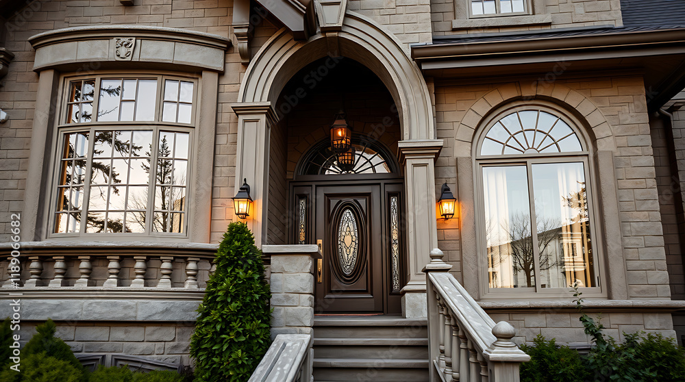 Elegant Home Exterior: Luxury House with Classic Architecture and Grand ...