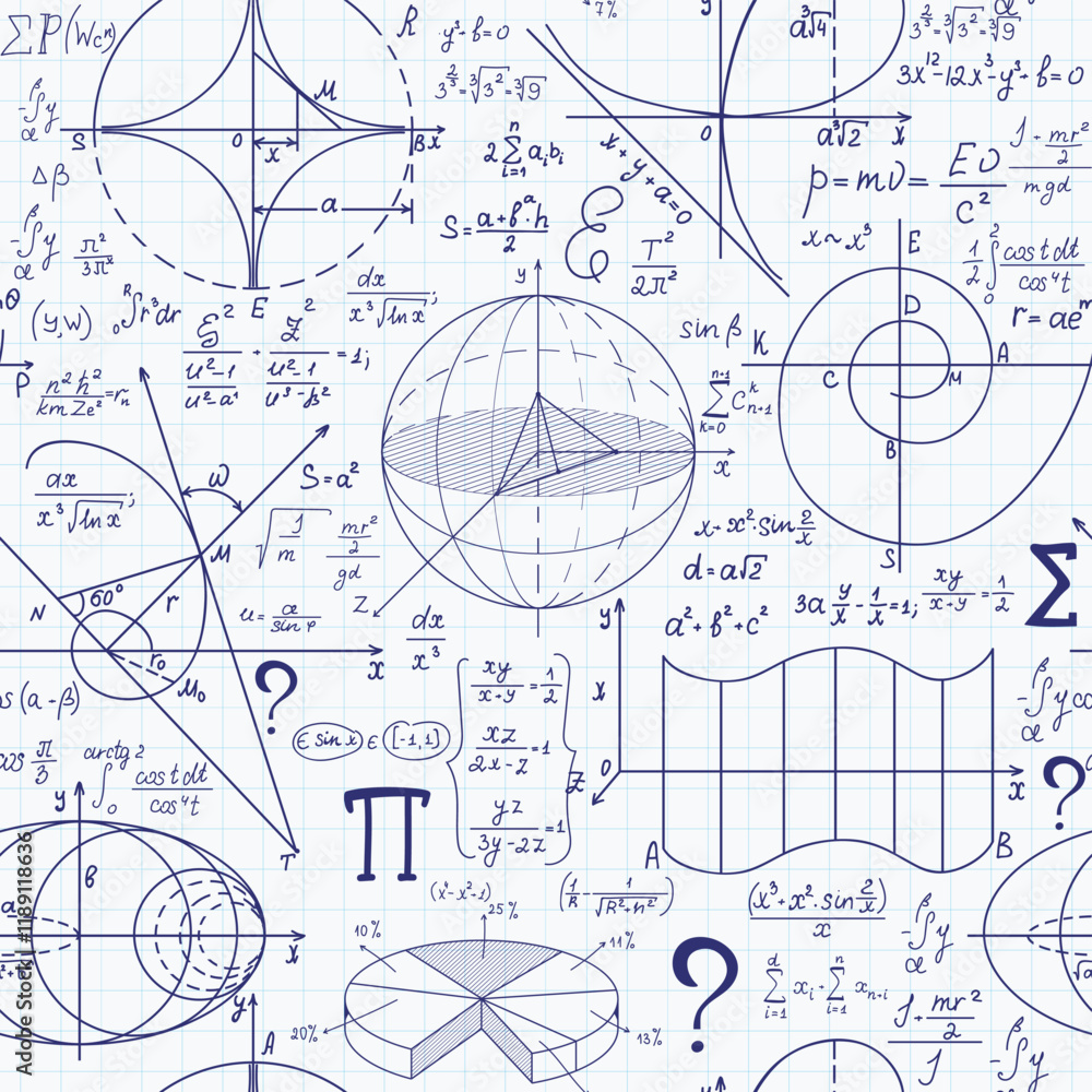 Educational "back to school" vector seamless texture with handwritten ...