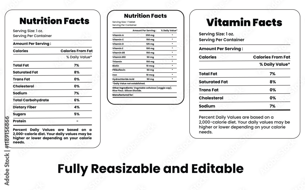 Image vectorielle Stock Nutrition fact, nutrition calculator, nutrition ...