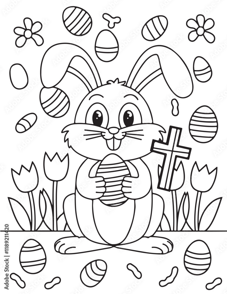 Easter Coloring page, Easter egg Coloring Page, Easter Holiday coloring ...