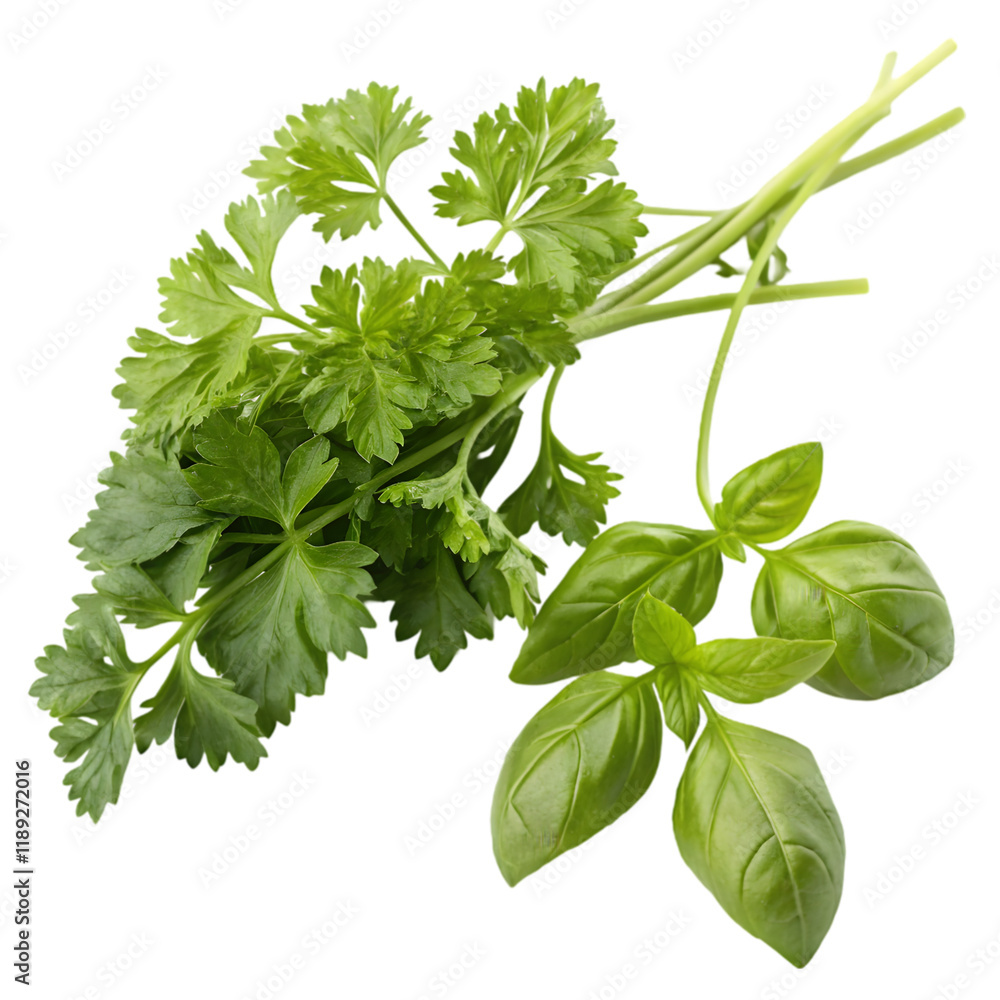 parsley and basil leaves on transparent background Stock Photo | Adobe ...