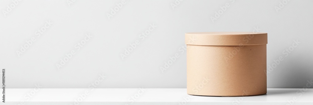 Cylindrical gift box made from recycled cardboard on white background ...