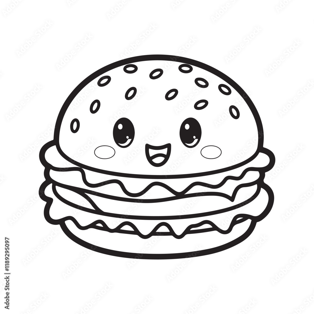 kawaii food Coloring page, Bold and easy Coloring Page, kawaii coloring ...