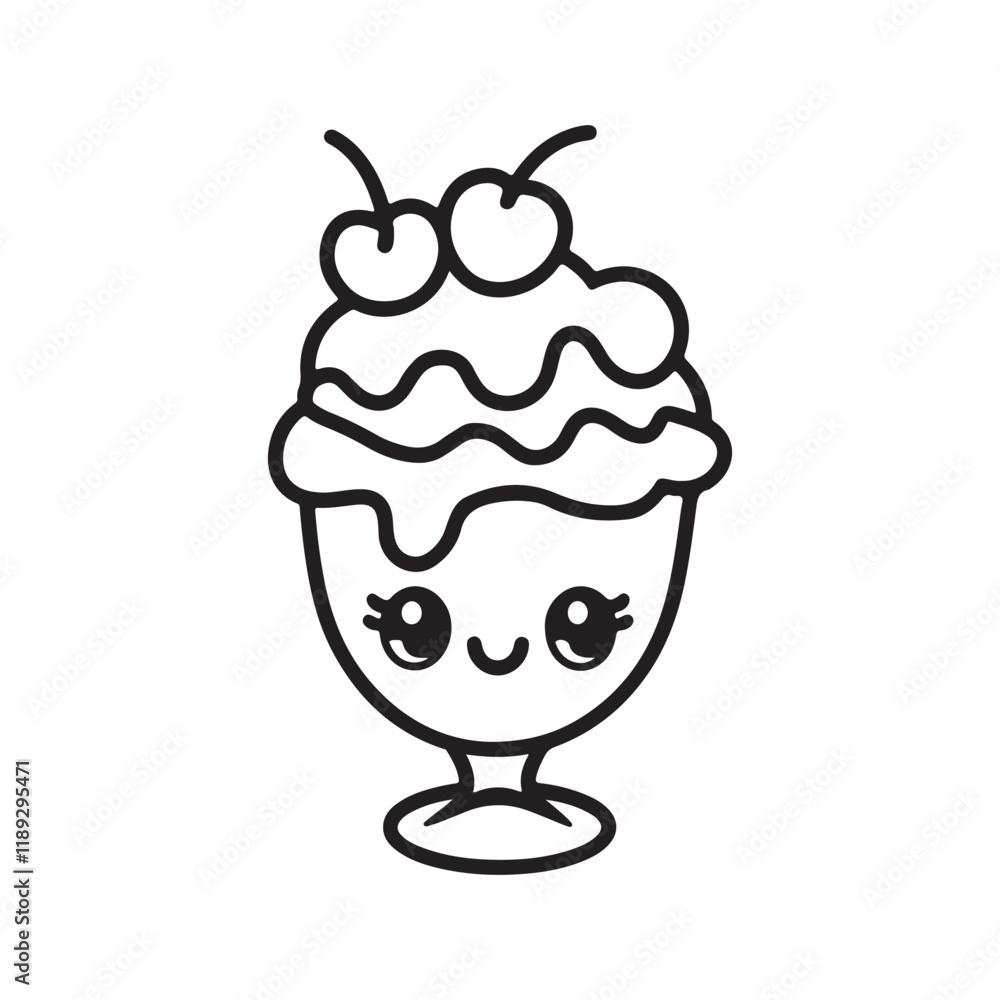 kawaii food Coloring page, Bold and easy Coloring Page, kawaii coloring ...