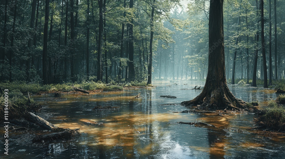 Rising water levels inundate a once-thriving forest, highlighting the ...