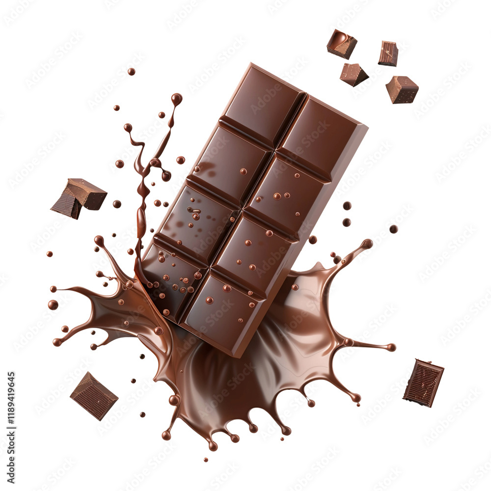chocolate bar and splash isolated on transparent background remove PNG ...