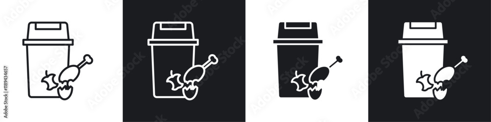 Food waste icons vectors set in black. line and flat versions Stock ...