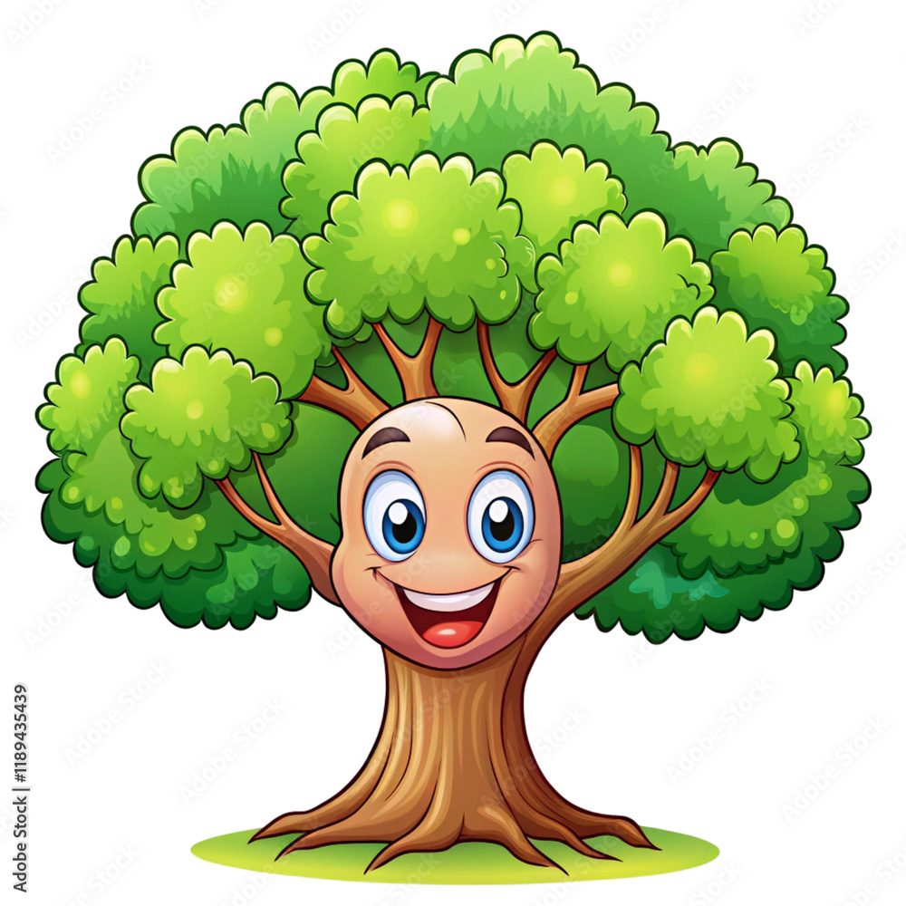 Cartoon happy tree illustration isolated on transparent background ...