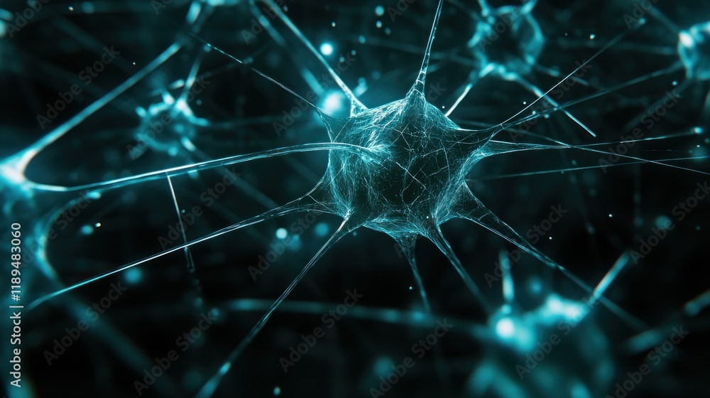 Ilustración de Stock Intricate network of neurons. Complex brain cell structures. Detailed ...