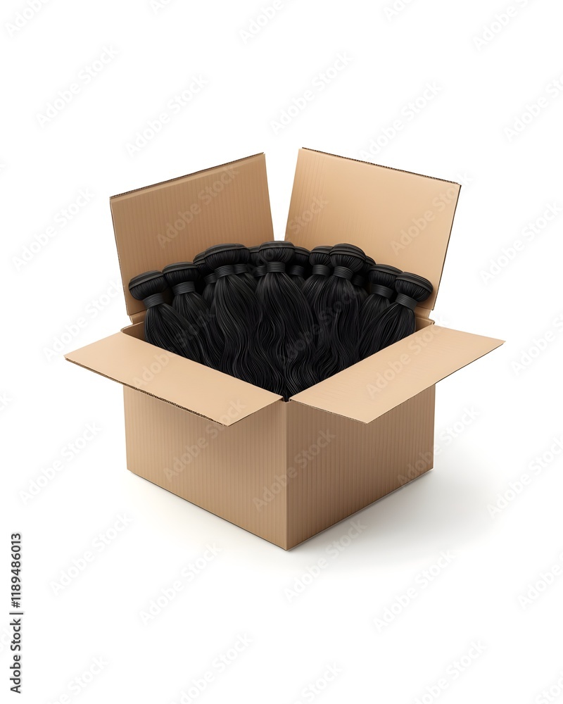 Cardboard box, open box, black fluffy creature, mysterious creature in ...