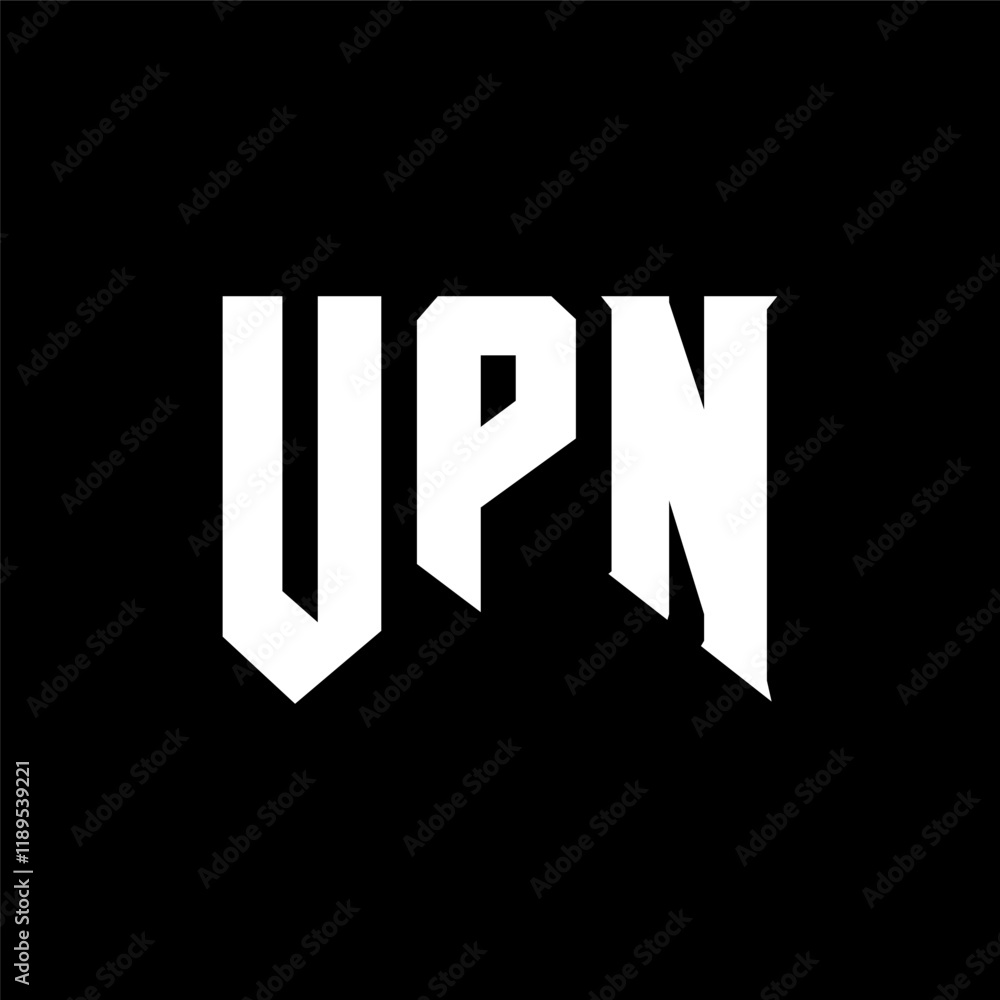 Vector de Stock UPN letter logo design for technology company. UPN logo design black and white ...