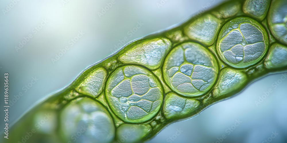Stoma, leaf under a microscope, producing oxygen and carbon dioxide ...