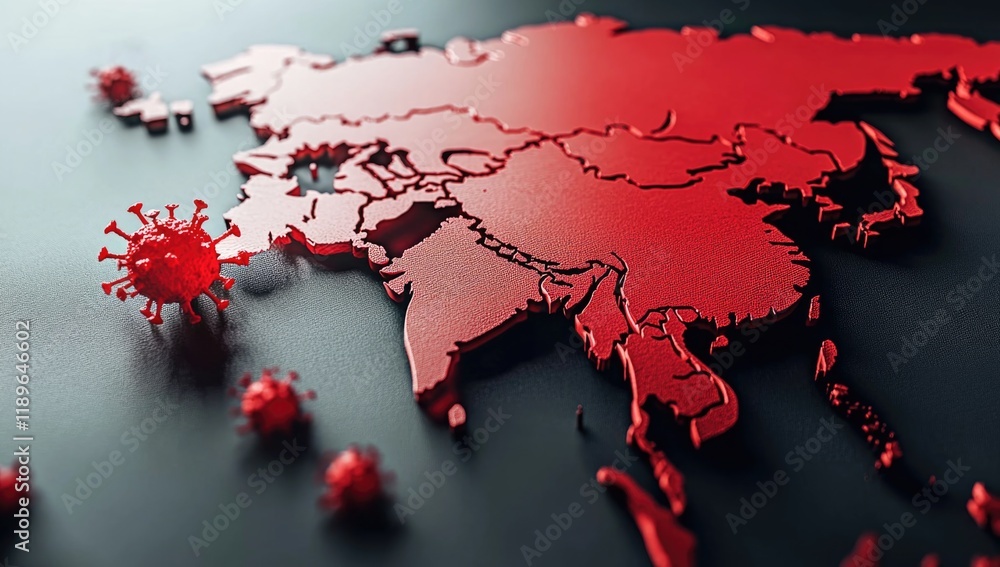 Maps of Asia highlight China marked by its flag amidst a backdrop of ...