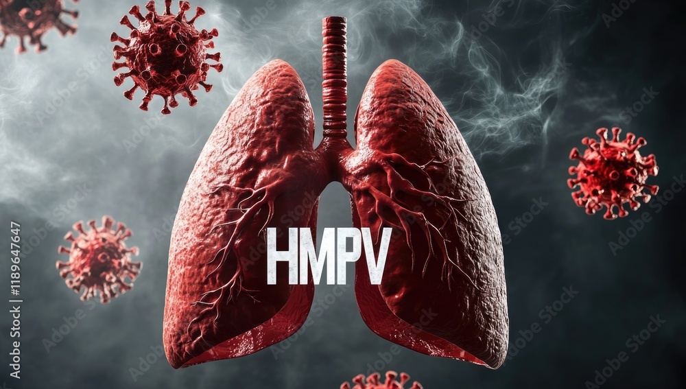 Visual representation of HMPV affecting the lungs, highlighting its ...