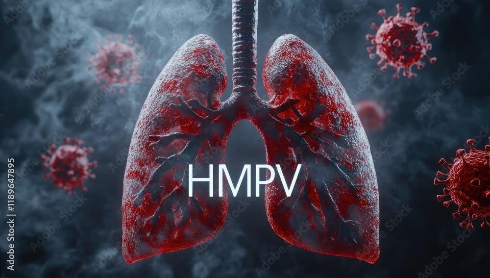 Visual representation of HMPV affecting the lungs, highlighting its ...
